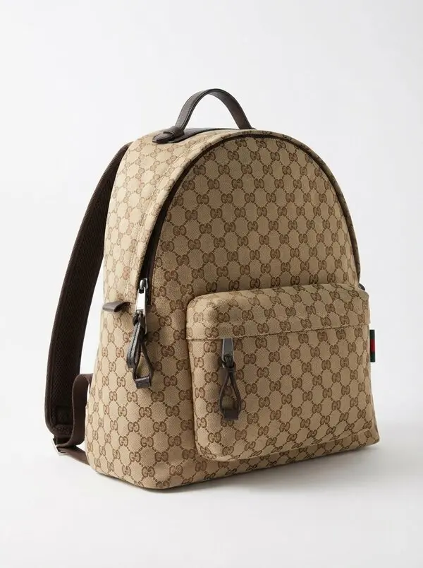 Gucci Gg Medium Backpack - Beige And Dark Brown