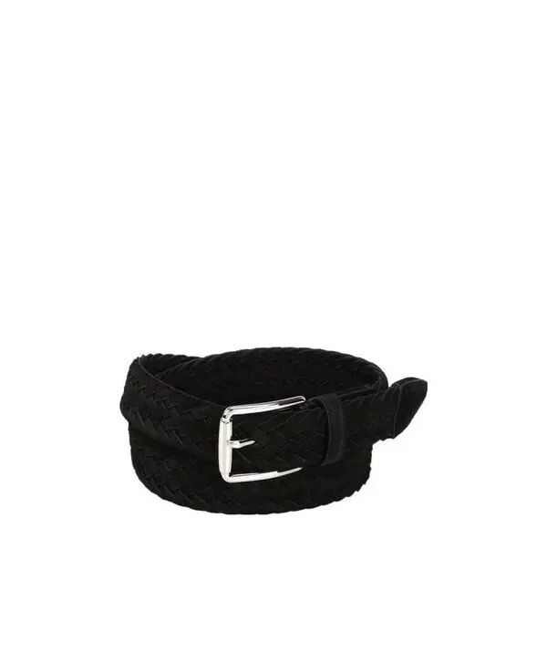 TOD'S Braided Suede Leather Belt With Metal Buckle - Black