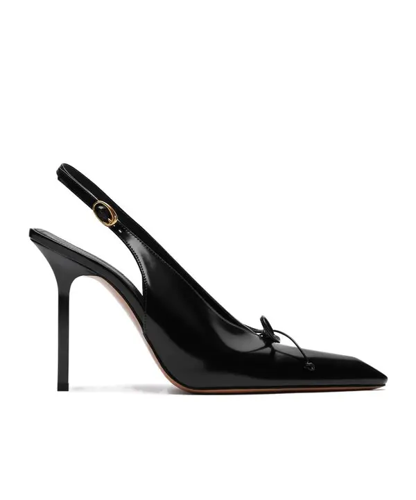 Jacquemus Slingback Pumps With Adjustable Buckles And Bow Detailing - Black