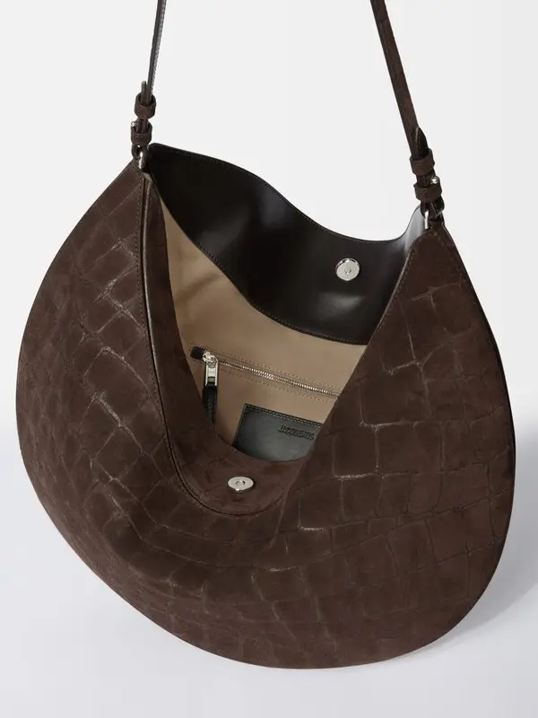 Jacquemus Ovalo Logo Embossed Shoulder Bag - Dark Brown
