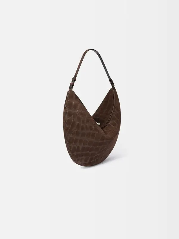 Jacquemus Ovalo Logo Embossed Shoulder Bag - Dark Brown