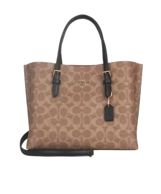 COACH Pvc Leather Handbag - Gold/tan/black