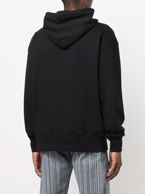 MSGM Logo Printed Drawstring Hoodie - Black