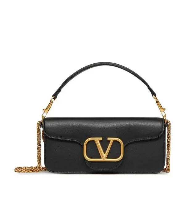 Valentino Garavani Vlogo Signature Foldover Shoulder Bag - Black