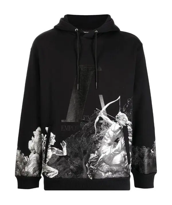 Emporio Armani Printed Hoodie - Black