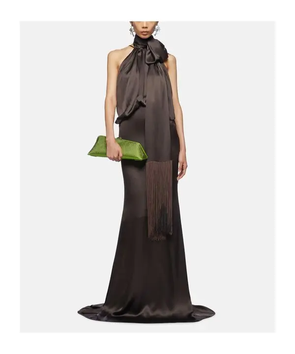 Attico Backless Maxi Dress With Tassel Detail