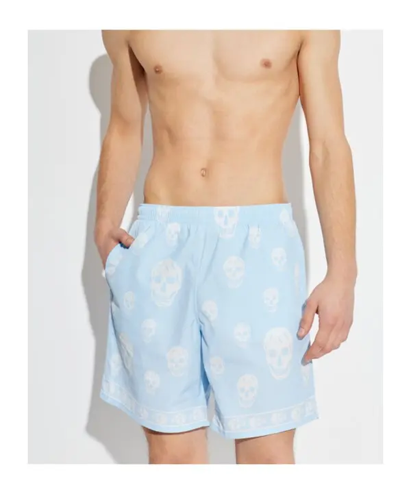 Alexander McQueen Skull Print Swim Shorts - Blue