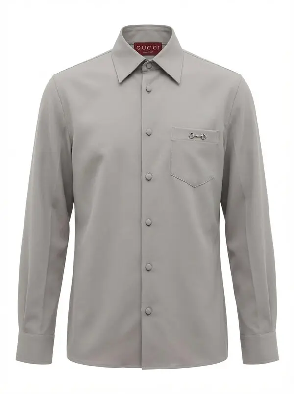 Gucci Horsebit Technical Panama Shirt - Light Gray