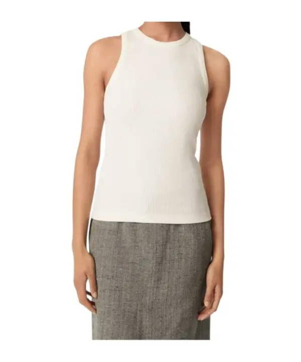 Bottega Veneta Cotton Rib Jersey Tank Top - Chalk