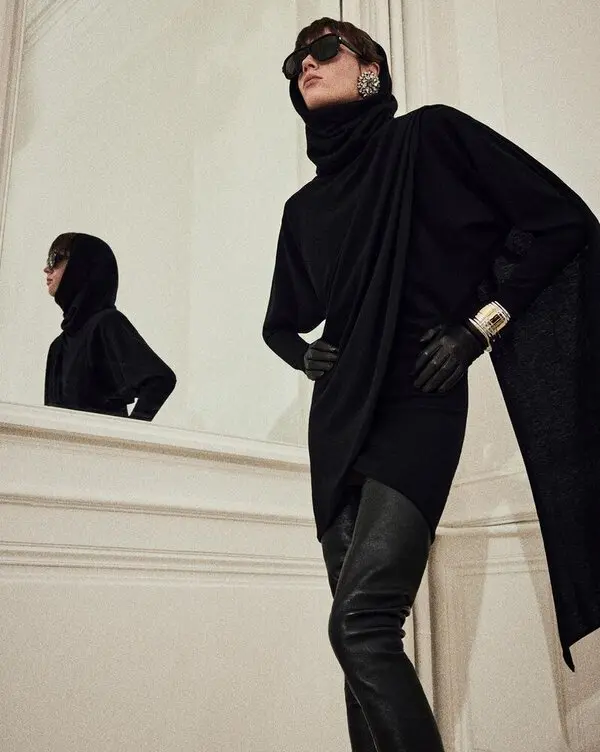 Saint Laurent Long-sleeved Hooded Dress