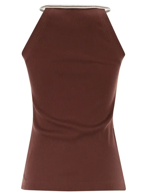 Brunello Cucinelli Ribbed Crewneck Tank Top