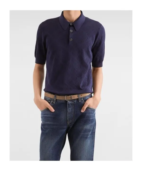 Dolce & Gabbana Dolce Gabbana Monogram Jacquard Polo Shirt - Black