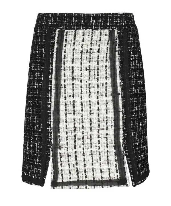 Karl Lagerfeld High Waist Tweed Skirt With Side Slits