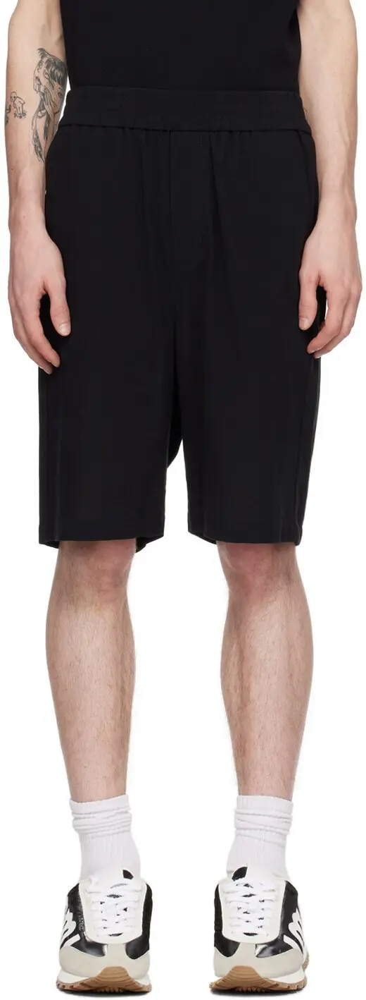 Ami Logo Plaque Bermuda Shorts - Black