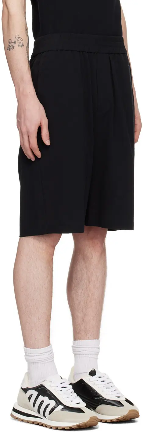 Ami Logo Plaque Bermuda Shorts - Black