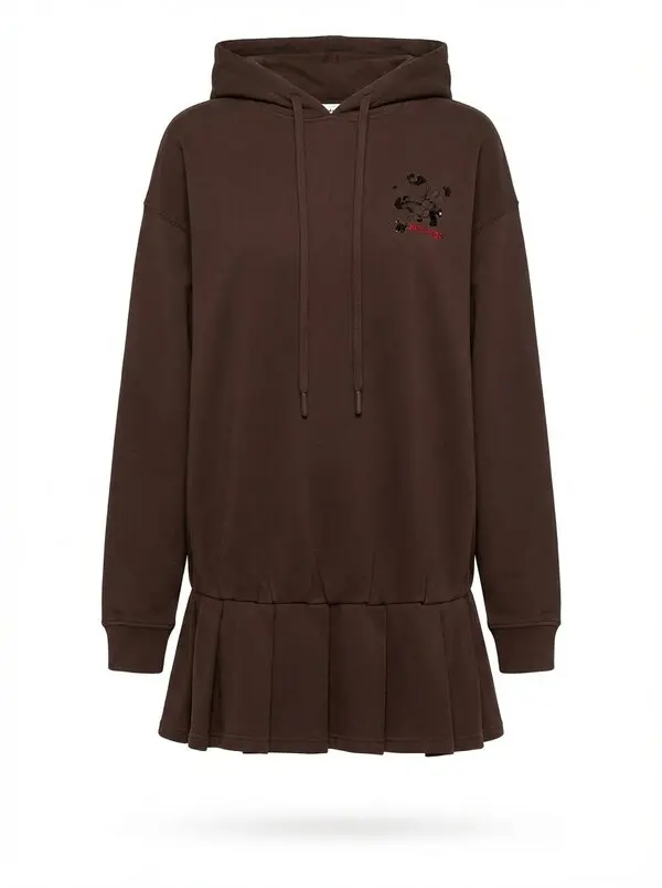 SHUSHU/TONG 3d Rose Hoodie Mini Dress - Black