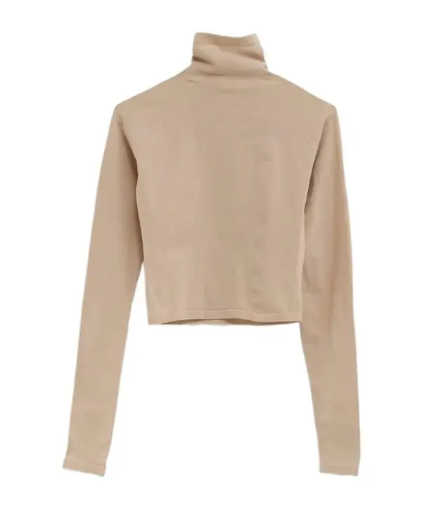 Alaïa High Neck Cropped Top - Nude