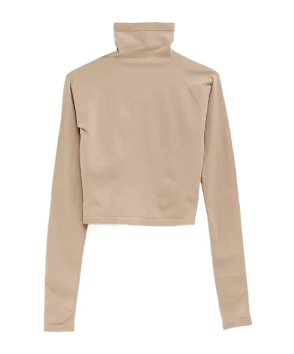 Alaïa High Neck Cropped Top - Nude