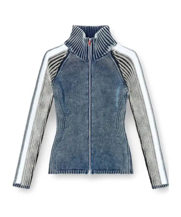 DIESEL® M-estrella High-neck Jacket With Sporty Stripes - Blue/white