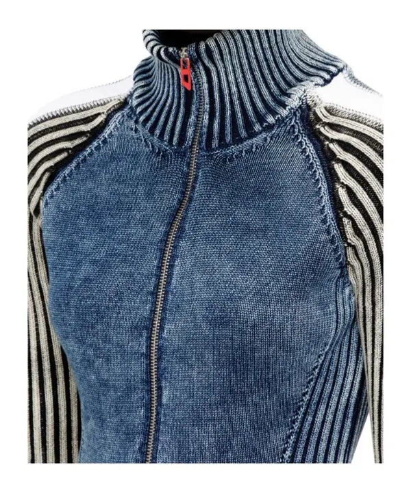 DIESEL® M-estrella High-neck Jacket With Sporty Stripes - Blue/white