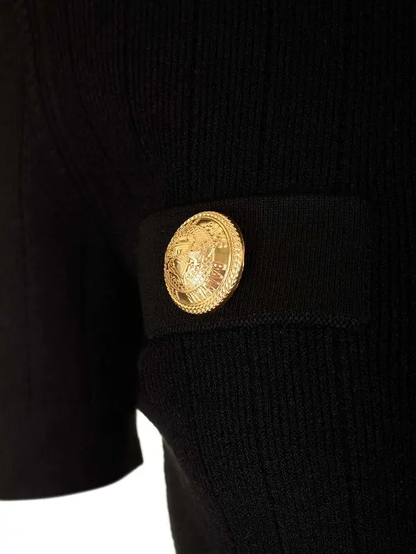 Balmain Logo Button Knitted Sweater - Black