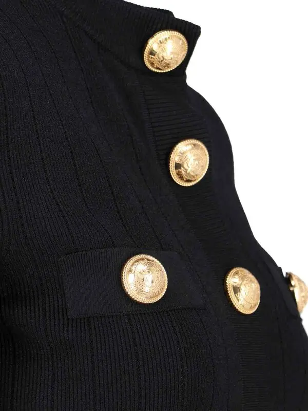 Balmain Logo Button Knitted Sweater - Black