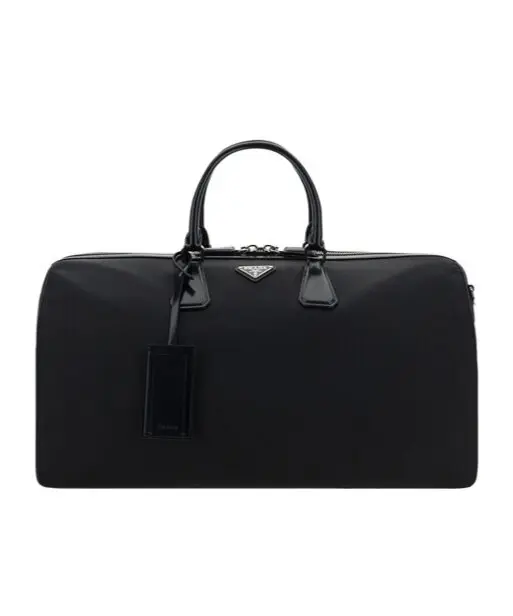 Prada Triangle Logo Travel Bag - Black