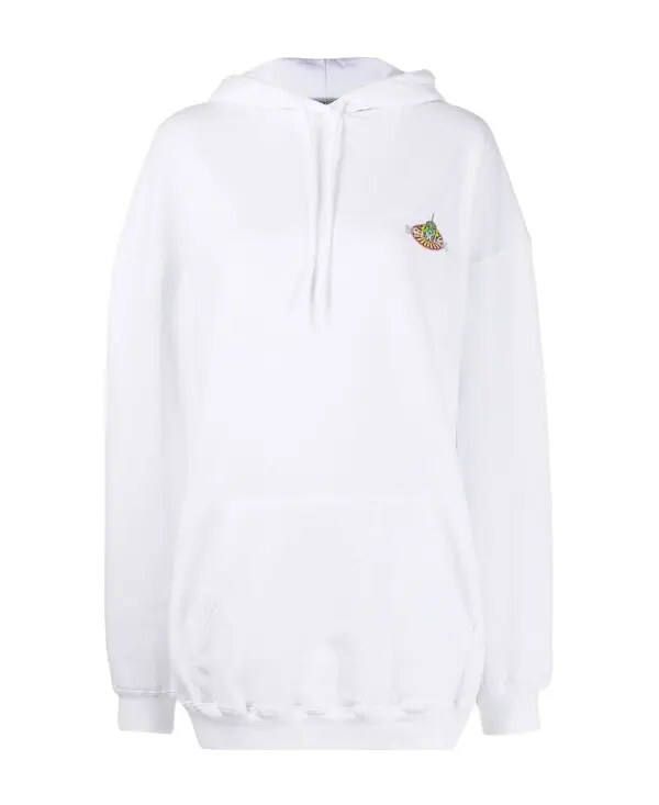 Balenciaga Logo Hooded Long Sleeve Sweater - White