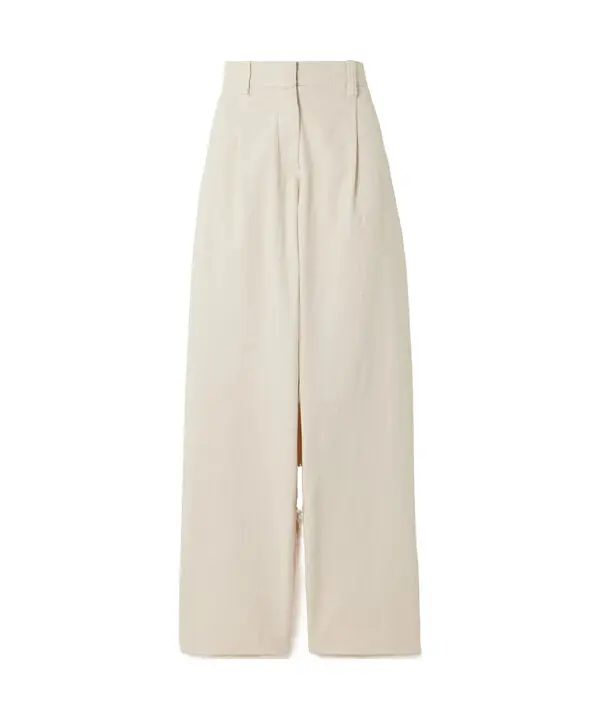 Brunello Cucinelli Pleated Wide-leg Trousers - Cream