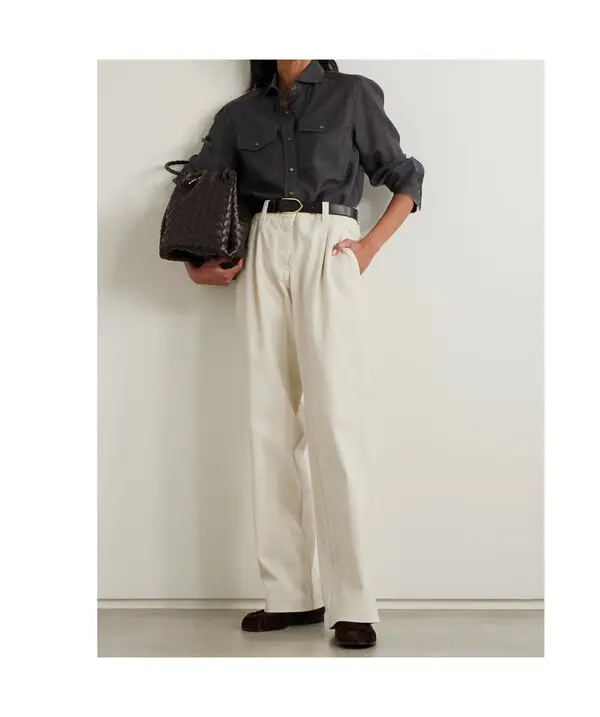 Brunello Cucinelli Pleated Wide-leg Trousers - Cream