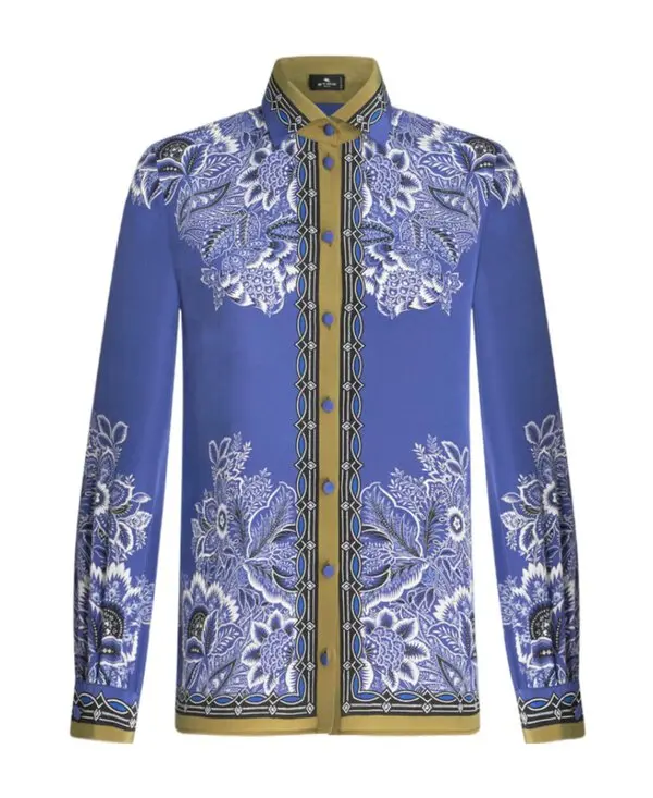 Etro Bouquet Crepe De Chine Shirt - Blue