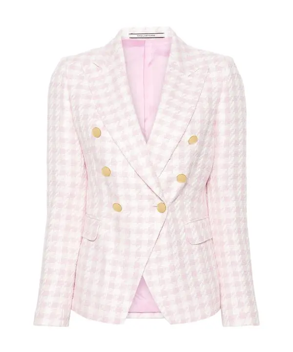 Tagliatore Double-breasted Checked Blazer - Pink