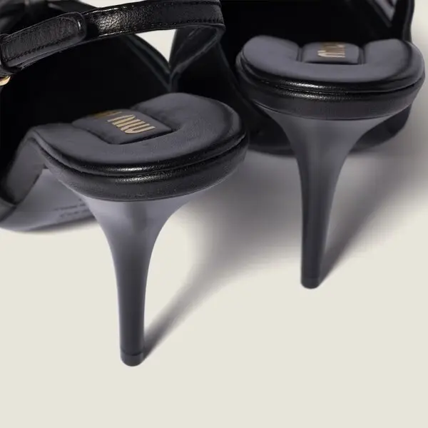 Miu Miu Leather Slingback Pumps With Bow Detailing - Black