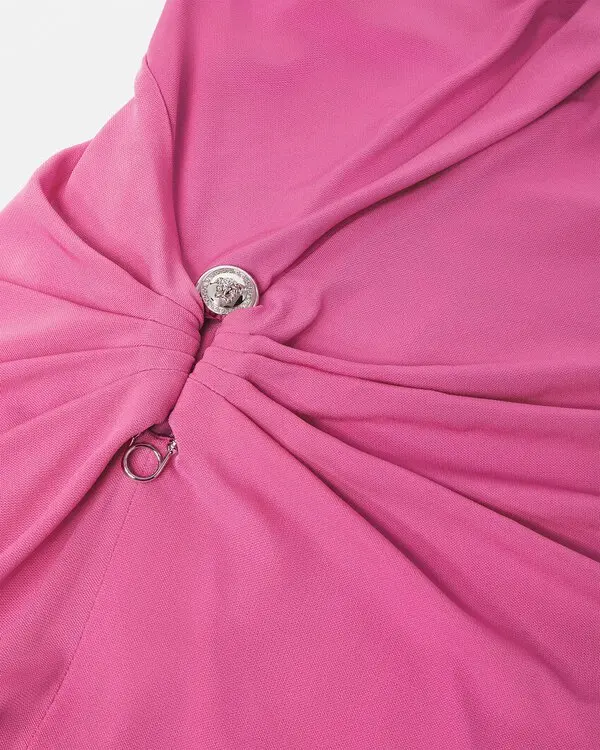 Versace Safety Pin Detailed Draped Maxi Dress