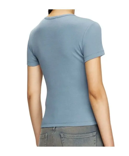 DIESEL® Crewneck T-shirt With Embroidered D Patch - Light Blue