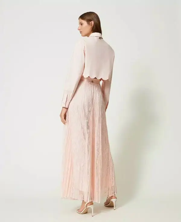 TWINSET Pleated Lace Palazzo Pants