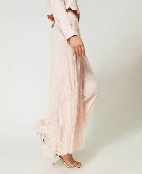 TWINSET Pleated Lace Palazzo Pants