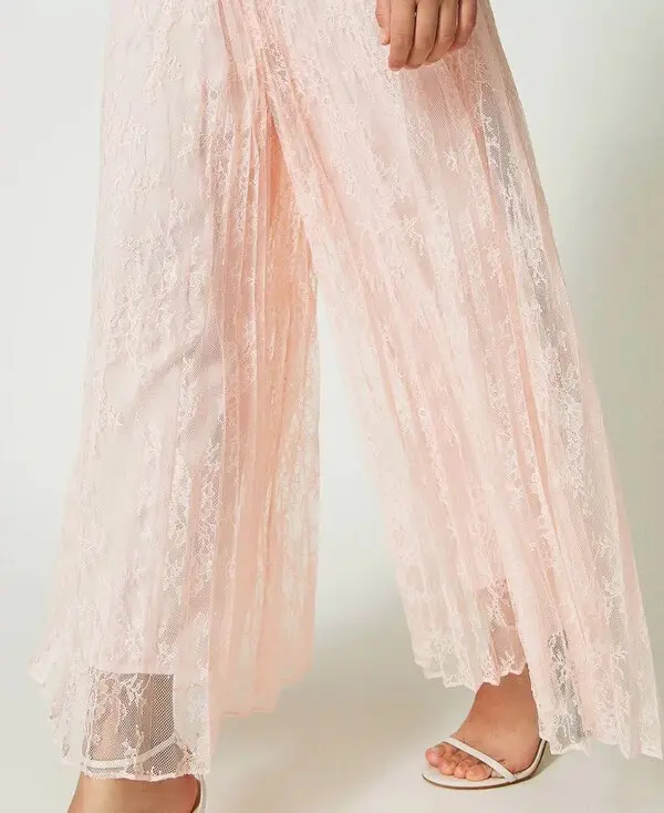 TWINSET Pleated Lace Palazzo Pants