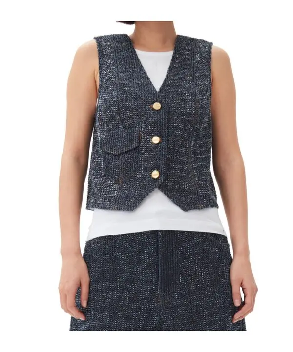 GANNI V-neck Denim Waistcoat