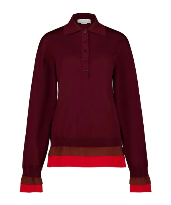 Stella McCartney Long Sleeve Wool Polo Shirt - Brown