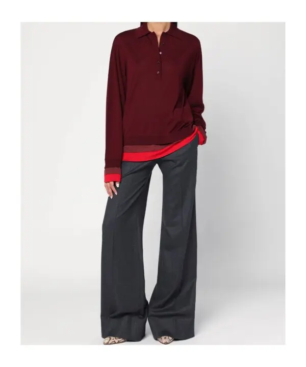 Stella McCartney Long Sleeve Wool Polo Shirt - Brown
