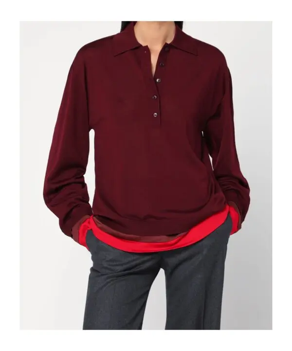 Stella McCartney Long Sleeve Wool Polo Shirt - Brown