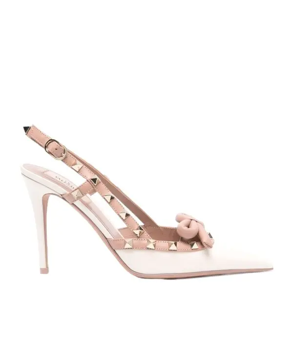 Valentino Garavani Rivet Embellished Pointed Toe Slingback High Heels