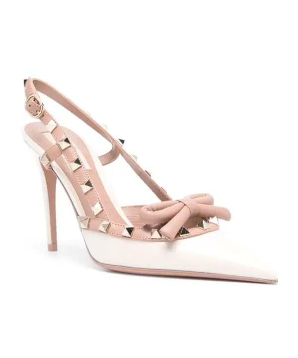 Valentino Garavani Rivet Embellished Pointed Toe Slingback High Heels