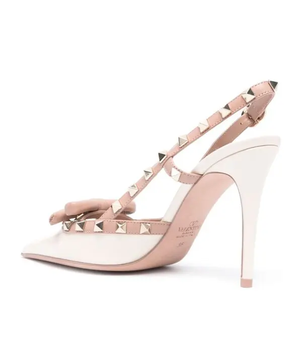 Valentino Garavani Rivet Embellished Pointed Toe Slingback High Heels