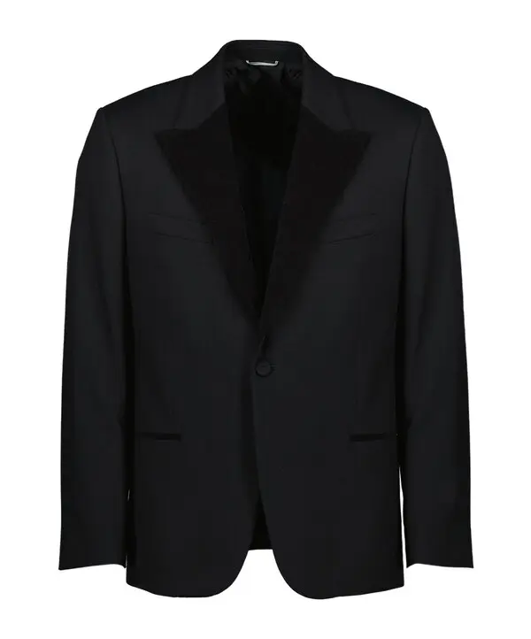 Dior Single-breasted Jacket With Velvet Details - Black