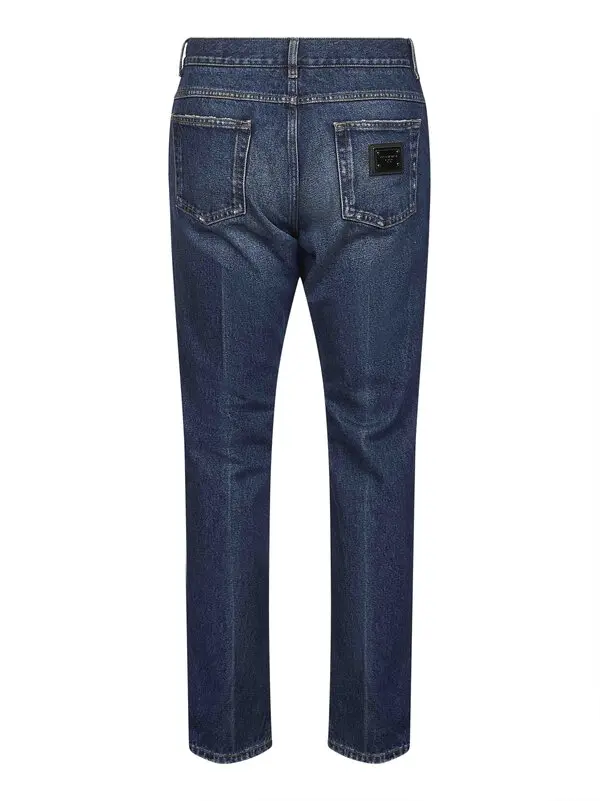 Dolce & Gabbana Logo Plaque Jeans - Blue