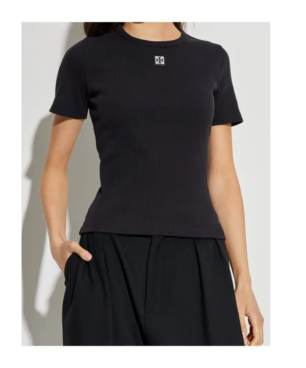 Tory Burch Ribbed Logo Patch T-shirt