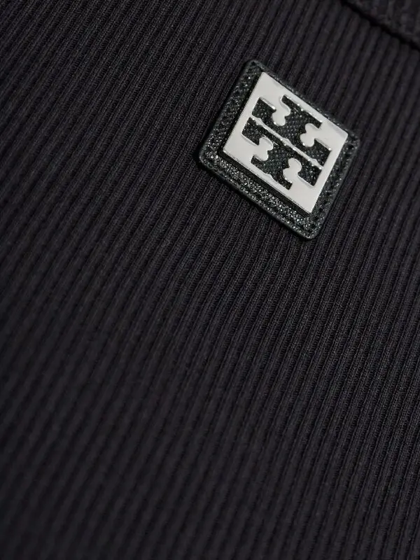 Tory Burch Ribbed Logo Patch T-shirt - Black