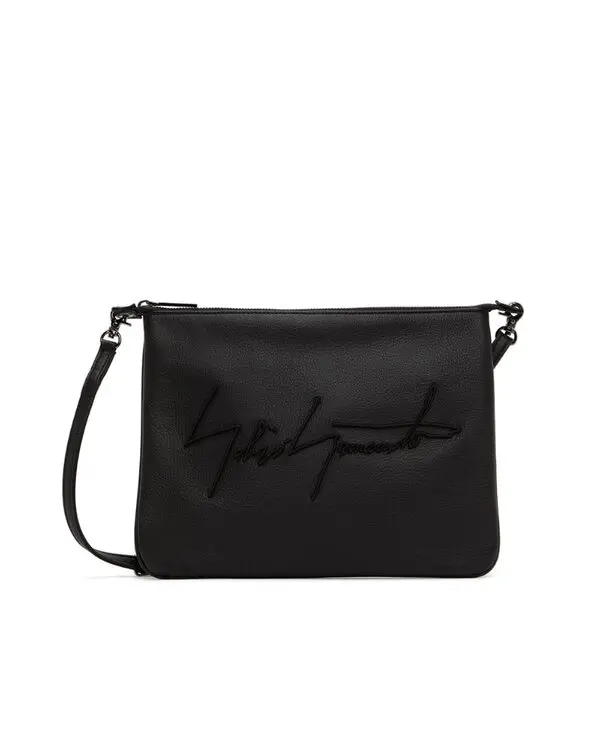 Yohji Yamamoto Embroidered Cross Body Bag - Black